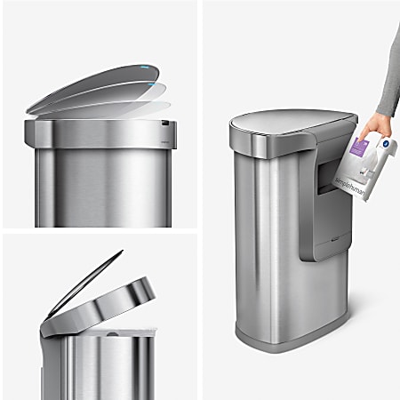 simplehuman Semi Round Sensor Stainless Steel Trash Can With Liner ...