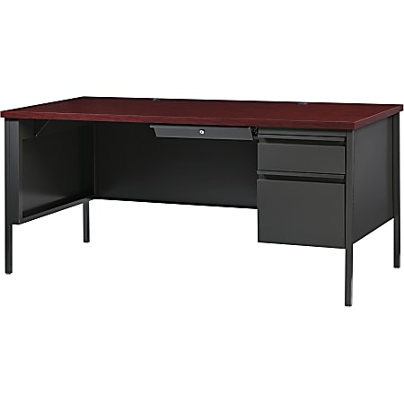 Lorell Fortress Series Steel Right Handed Pedestal Writing Desk 66 W ...