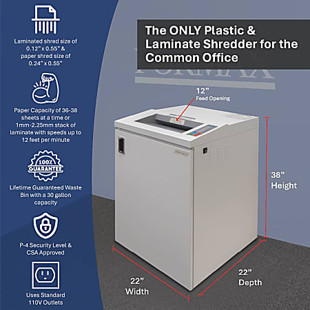 Formax 38 Sheet Cross Cut PaperPlasticLaminate Shredder FD87 PLASTI ...