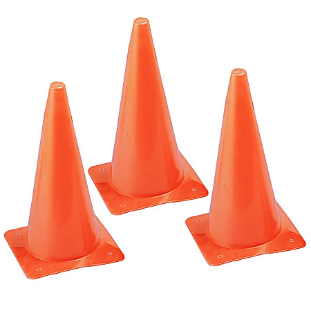 Champion Sports Safety Cones 15 x 8 Fluorescent Orange Pack Of 3 Cones ...