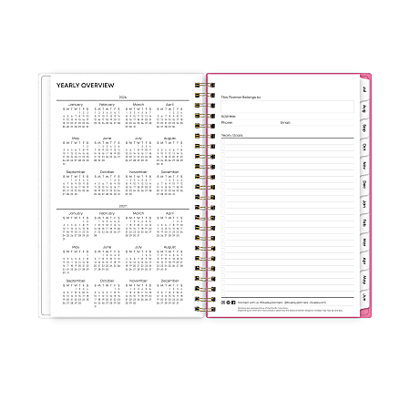 Planning Calendar BS Roosevelt Pink Frosted PP 5x8 AY26 27 - Office Depot
