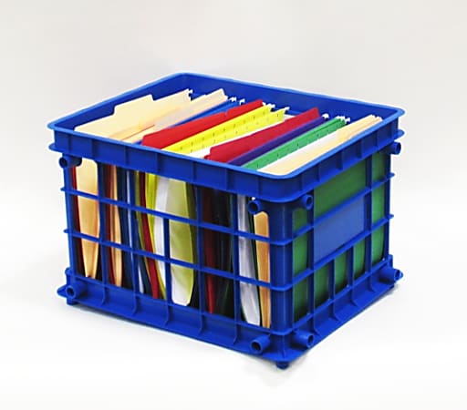 Office Depot Brand FilingStacking Crate Medium Size Blue - Office Depot