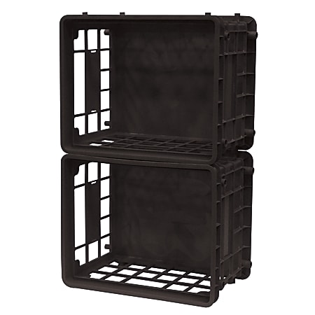 Office Depot Brand FilingStacking Crate Medium Size Black - Office Depot