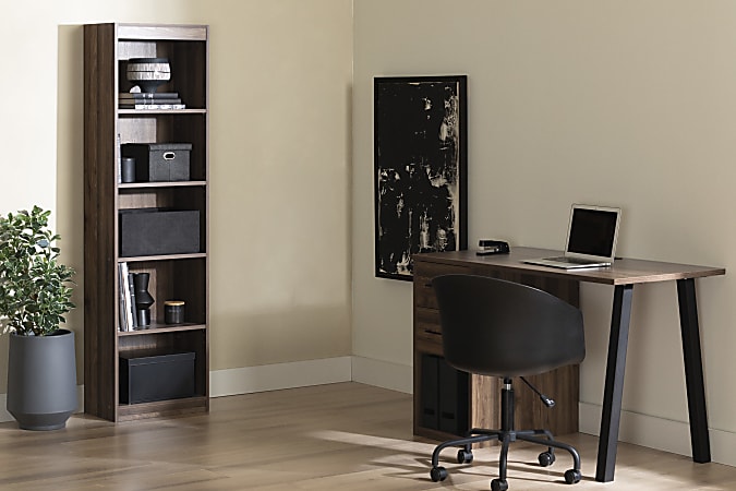 South Shore Axess 69 H 5 Shelf Narrow Bookcase Natural Walnut - Office ...