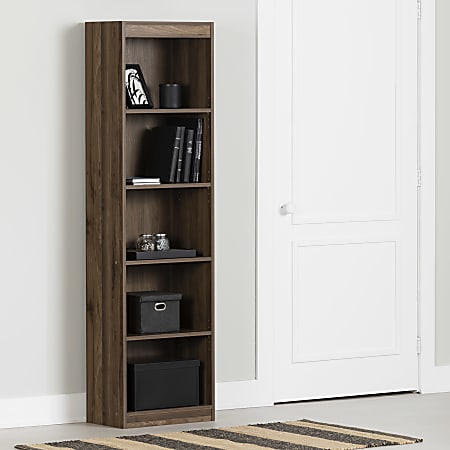 South Shore Axess 69 H 5 Shelf Narrow Bookcase Natural Walnut - Office ...
