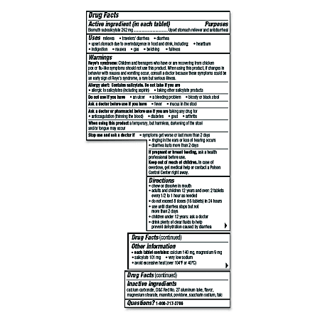 Pepto Bismol Original Flavor Chewable Tablets 30 Tablets Per Box ...