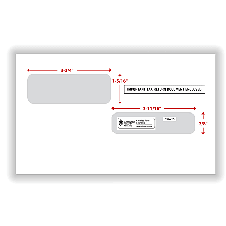 ComplyRight Double Window Envelopes For W 2C Tax Forms 5 58 x 9 ...
