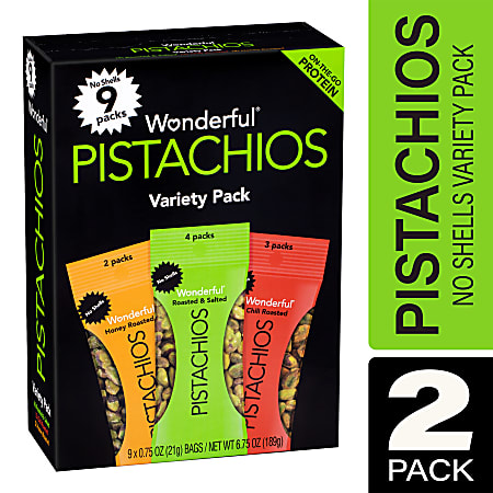 Wonderful Pistachios No Shell Variety Pack 0.75 Oz 9 Bags Per Pack Case ...