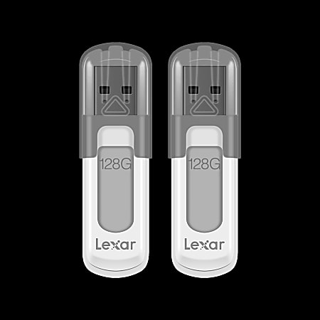Lexar JumpDrive V100 USB 3.0 Flash Drives 128GB Gray Pack Of 2 Flash ...
