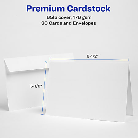 Avery Half Fold Textured Printable Greeting Cards 5.5 x 8.5 White 30 ...