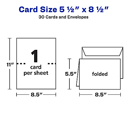 Avery Half Fold Textured Printable Greeting Cards 5.5 x 8.5 White 30 ...