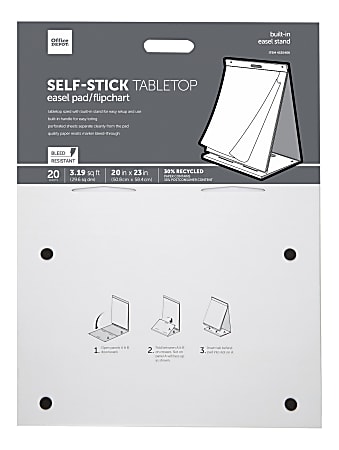 Office Depot Brand Self Stick Tabletop Easel Pad 20 x 23 20 Sheets 80percent Recycled White ...