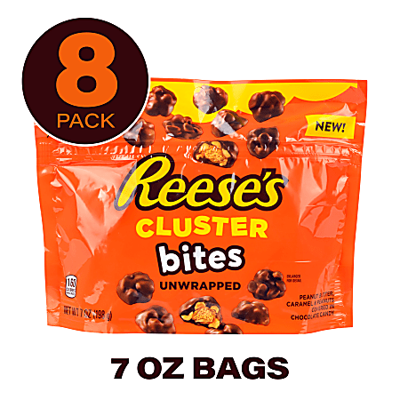 Hersheys Reeses Unwrapped Cluster Bites Pouches 7 Oz Pack Of 8 Pouches ...
