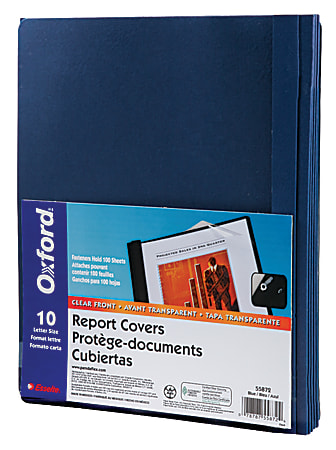 Oxford Clear Front Report Covers Dark Blue Pack Of 10 - Office Depot