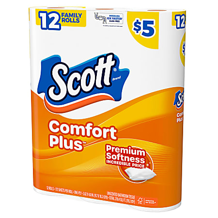 Scott ComfortPlus 1 Ply Toilet Paper 1 18 x 1 18 173 Sheets Per Roll ...