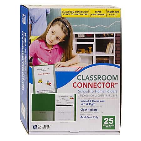 C Line Classroom Connector School To Home Folders 8 12 x 11 Green Box ...