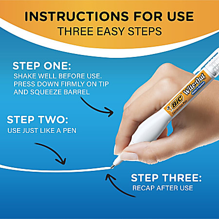 Wite Out Shake N Squeeze Correction Pen Pen Applicator 8 mL White Fast ...