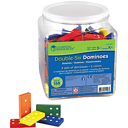 Learning Resources Double Six Color Dominoes In A Bucket Pack Of 168 ...