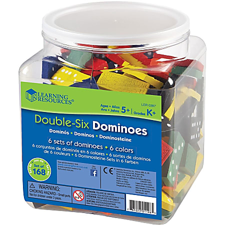 Learning Resources Double Six Color Dominoes In A Bucket Pack Of 168 ...