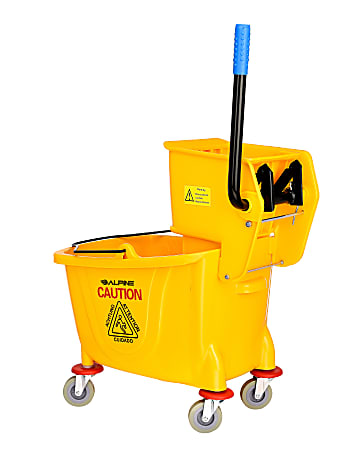 Alpine PVC Mop Bucket And Side Press Wringer 36 Qt Yellow - Office Depot