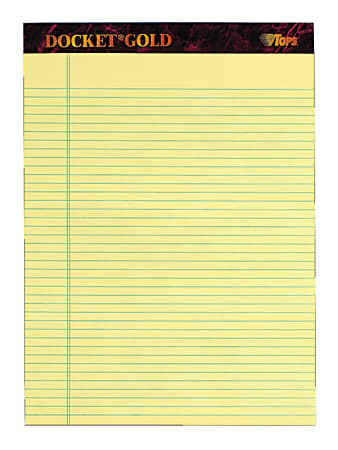 TOPS Docket Gold Perforated Writing Pads 8 12 x 11 34 Narrow Ruled 50 ...