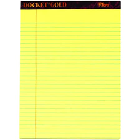 TOPS Docket Gold Perforated Writing Pads 8 12 x 11 34 Narrow Ruled 50 ...