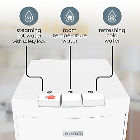 Igloo Hot Cold Room Temperature Bottom Load Water Dispenser 5 Gallon ...