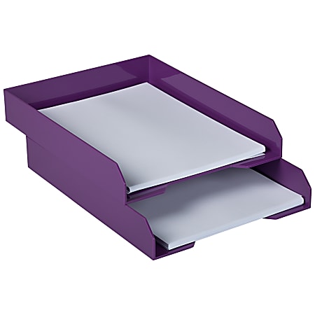 JAM Paper Stackable Paper Trays 2 H x 9 34 W x 12 12 D Purple Pack Of 2 ...