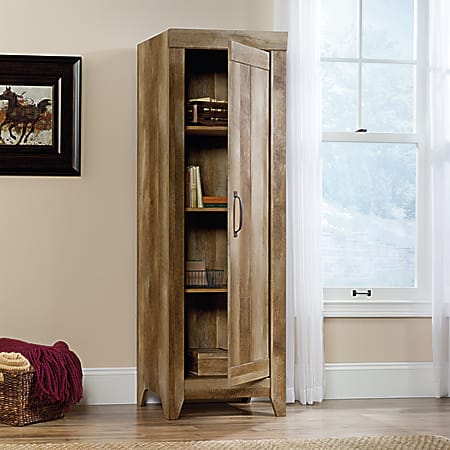 Sauder Adept Engineered Wood Narrow Storage Cabinet 3 Adjustable Shelves Craftsman Oak Office Depot