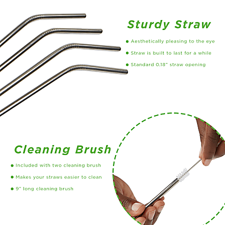 Mind Reader Metal Straws 10 12 L Silver Pack Of 8 Straws - Office Depot
