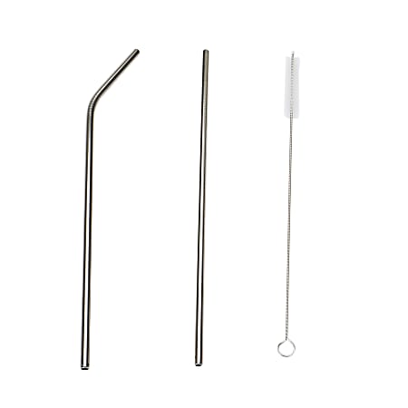 Mind Reader Metal Straws 10 12 L Silver Pack Of 8 Straws - Office Depot