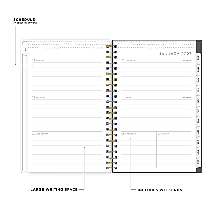 2027 Blue Sky Midnight Garden WeeklyMonthly Planning Calendar 5x8 ...