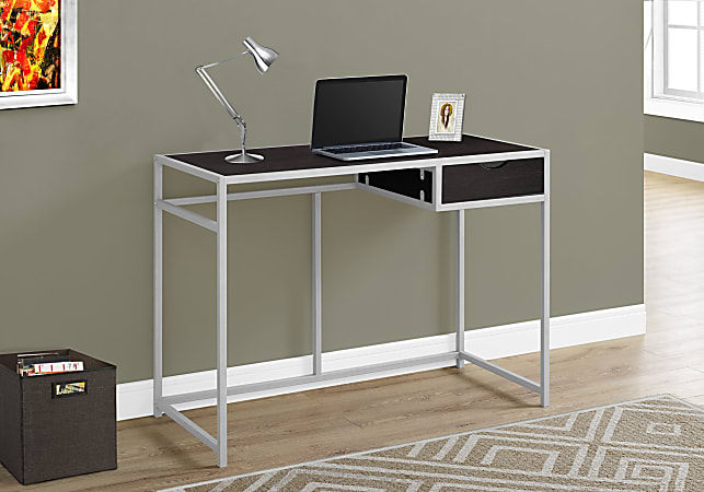 Monarch Specialties Metal Computer Desk With Drawer CappuccinoSilver ...