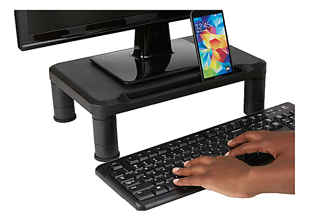 Mind Reader Small Monitor Stand 4 H x 15 W x 8 12 D Black - Office Depot