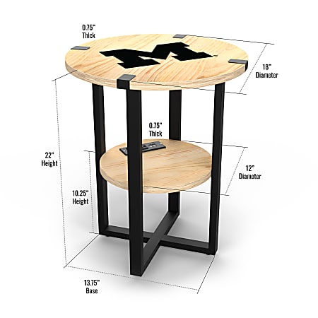 Imperial NCAA Wood Round Side Table With Charger 22 H x 18 W x 18 D ...