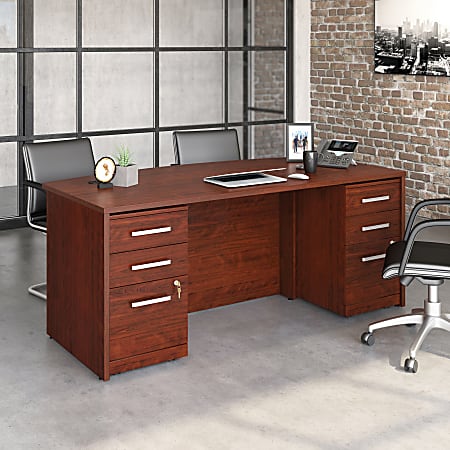 Sauder Affirm Collection 72 W Executive Bowfront Desk With Two 3 Drawer ...