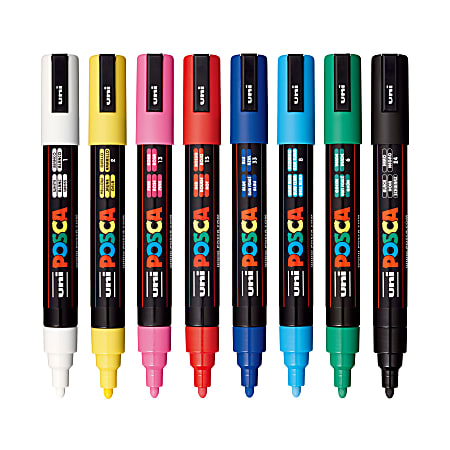 POSCA PC 5M Water Based Paint Markers Reversible Medium Tip Assorted ...