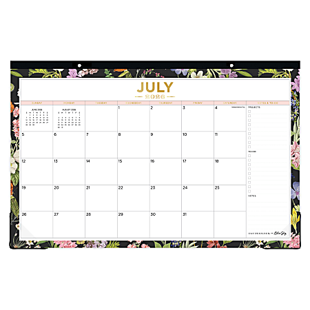 DESK PAD PLANNING CALENDAR DD BUTTERFLY GARDEN BLACK 17X11 AY26 27 ...