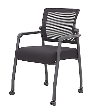 Boss Office Products 47 Round Table And Mesh Guest Chairs With Casters ...