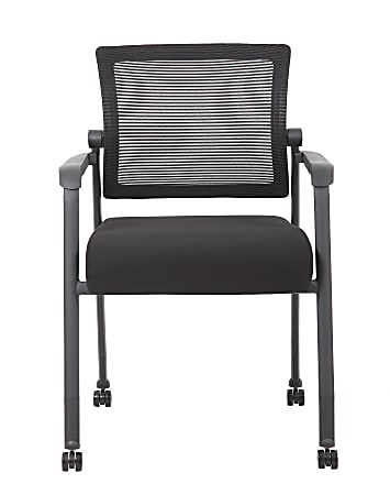 Boss Office Products 47 Round Table And Mesh Guest Chairs With Casters ...