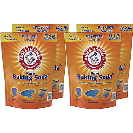 Arm Hammer Pure Baking Soda Powder 216 oz 13.50 lb 4 Box Orange ...