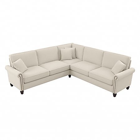 Bush Furniture Coventry 99 W L Shaped Sectional Couch Cream Herringbone ...