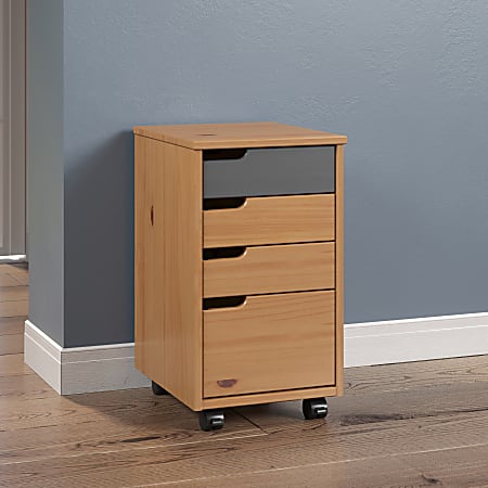 Trendfurn Mestre Roll Cart 4 Drawers 22 x 12 35 HoneyGray - Office Depot