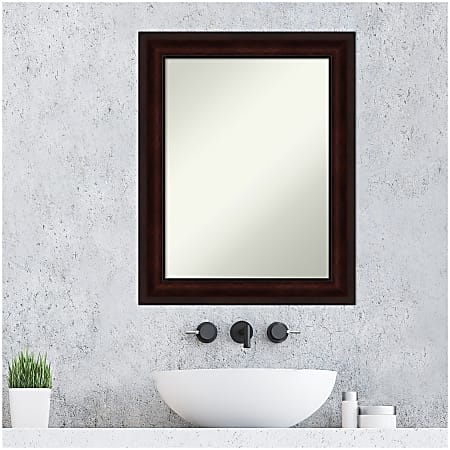 Amanti Art Non Beveled Rectangle Framed Bathroom Wall Mirror 29 x 23 Coffee Bean Brown - Office ...