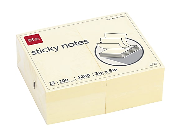 Office Depot Brand Sticky Notes 3 x 5 Yellow 100 Sheets Per Pad Pack Of ...