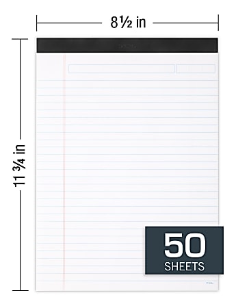 TUL Writing Pads Letter Size Wide Rule 50 Sheets Per Pad White Pack Of ...
