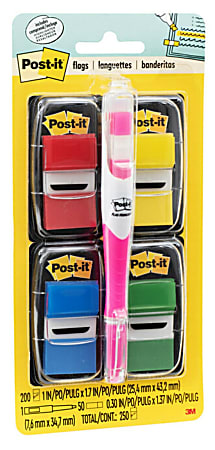 Post it Notes Flags With Flag Gel Pen Assorted Primary Colors 50 Flags ...