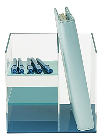 Realspace Acrylic Slot Desk Organizer 6 H x 6 W x 5 716 D ClearBlue ...