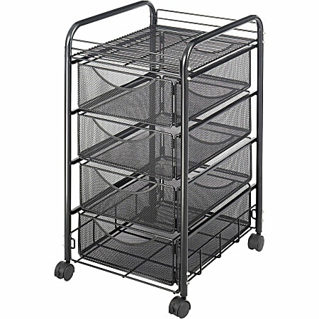 Safco Tubular Steel Frame Mobile File Cart 27 H x 15 34 W x 17 D Black ...