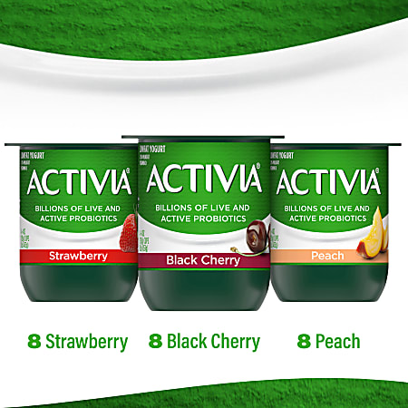 Activia Probiotic Low Fat Yogurt Variety Pack 4 Oz Pack Of 24 Cups ...